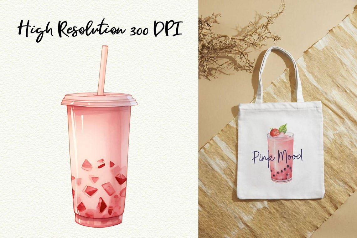 86 Boba Tea Clipart Set | Kawaii Bubble Tea PNG Bundle Strawberry ...