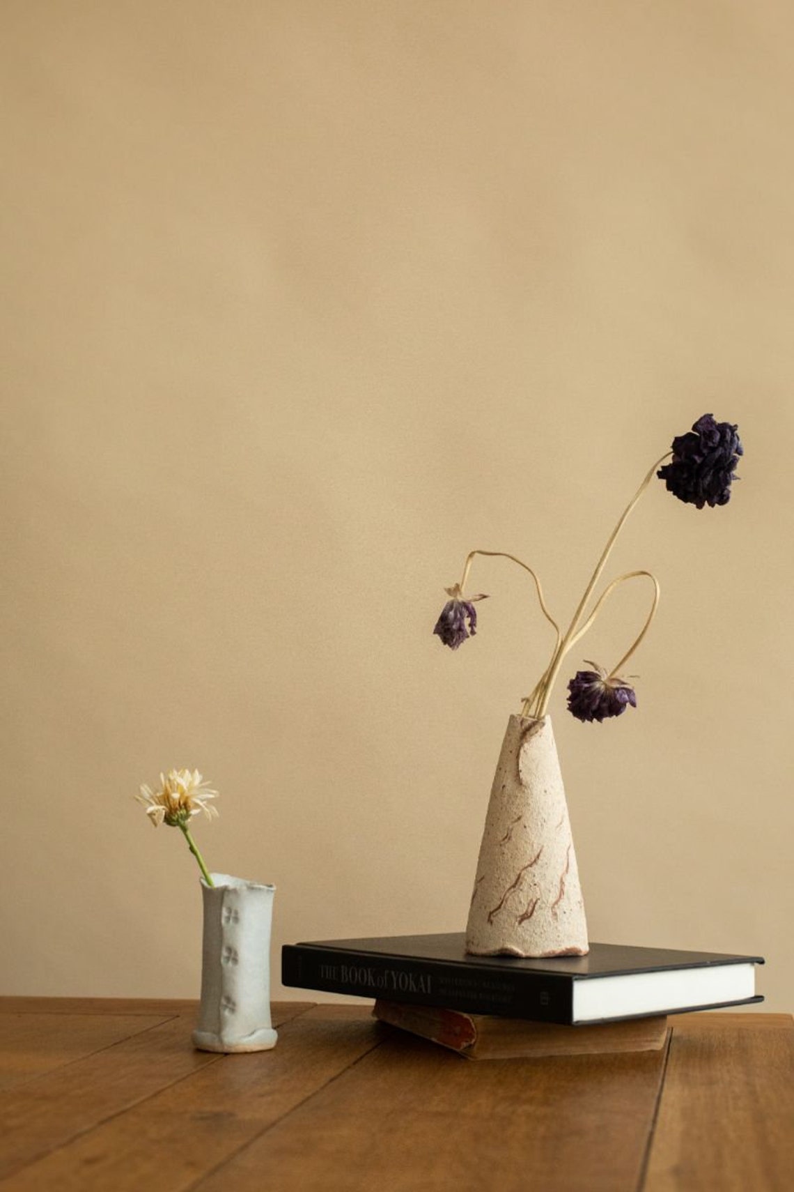 Pale Grey Flower Vase - Ceramic Vase - Handmade Clay - Artistic Vase ...