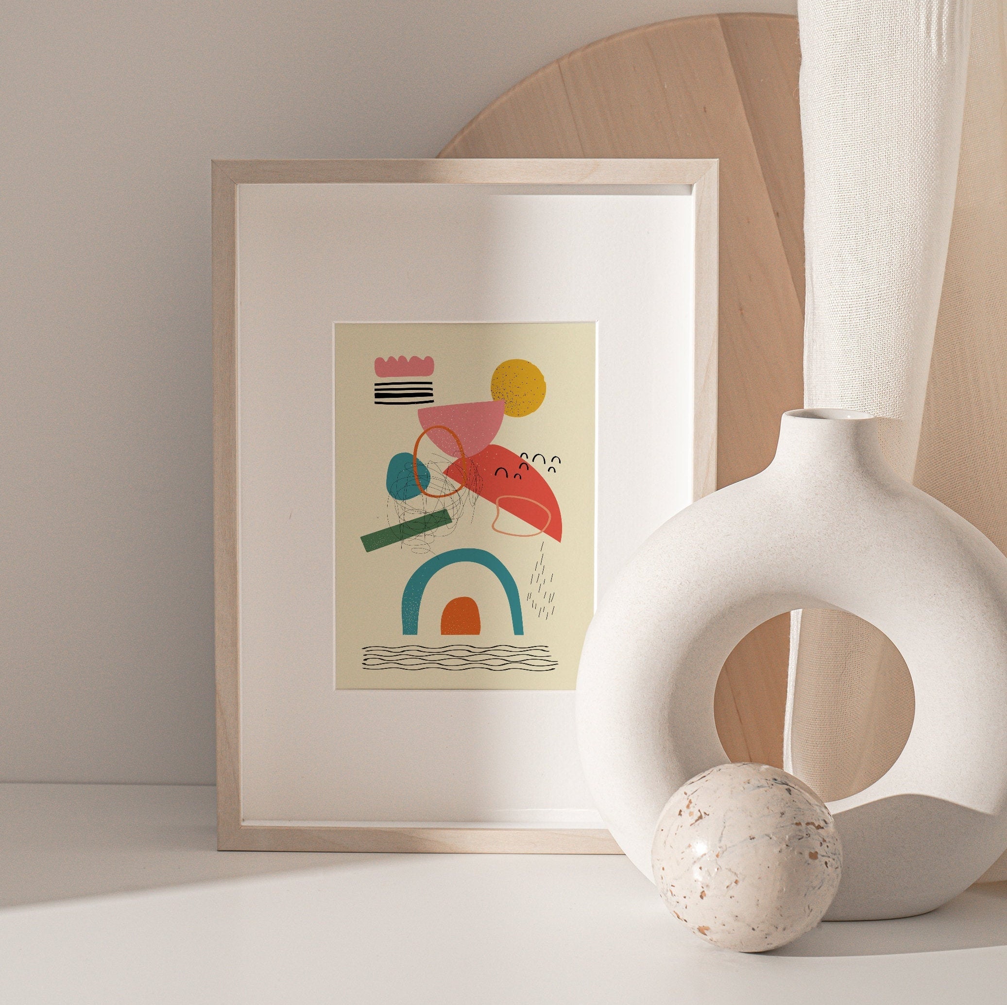 Abstract Shapes Art Print Abstract Minimal Poster Stacked - Etsy