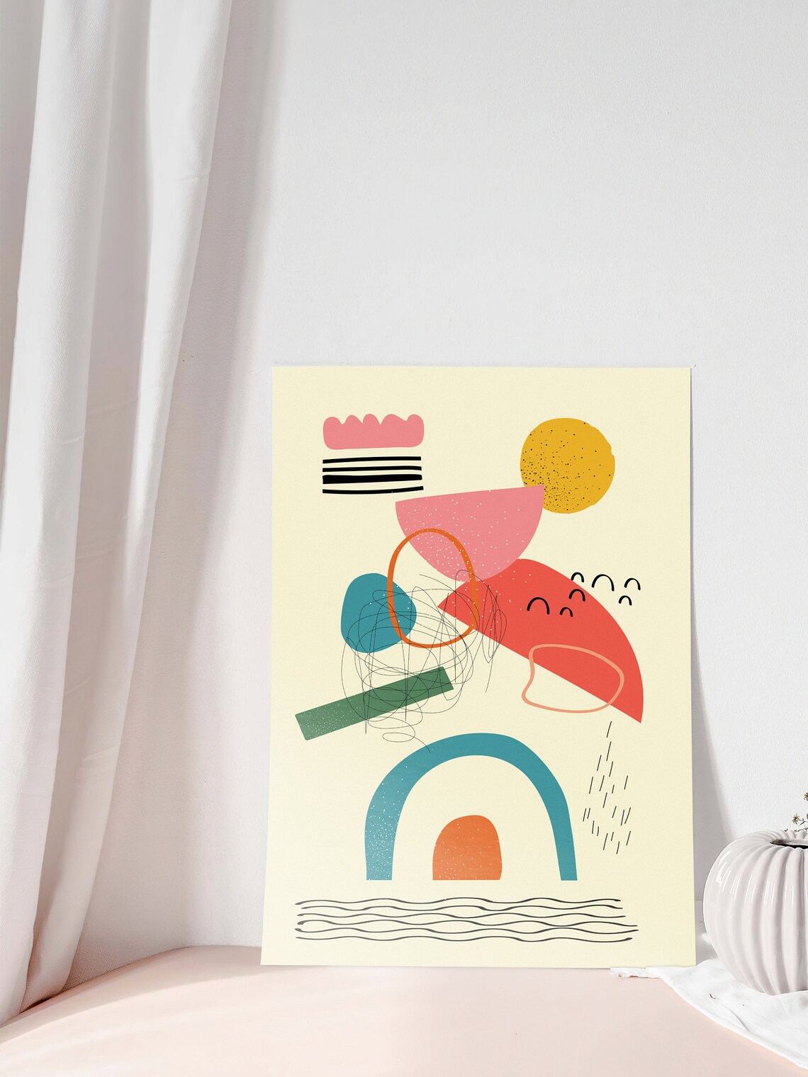 Abstract Shapes Art Print Abstract Minimal Poster Stacked - Etsy