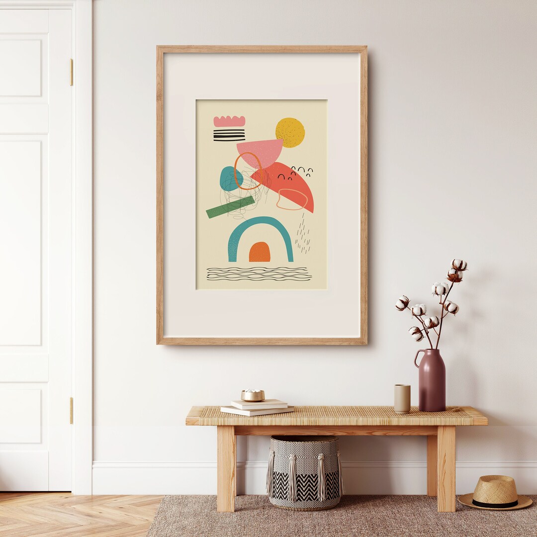 Abstract Shapes Art Print Abstract Minimal Poster Stacked - Etsy