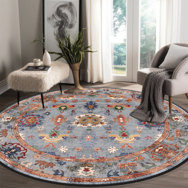 Blue Round Rug - Etsy