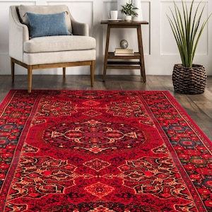 Red Turkish Rug Oriental Bohemian Rug Livingroom Bedroom - Etsy