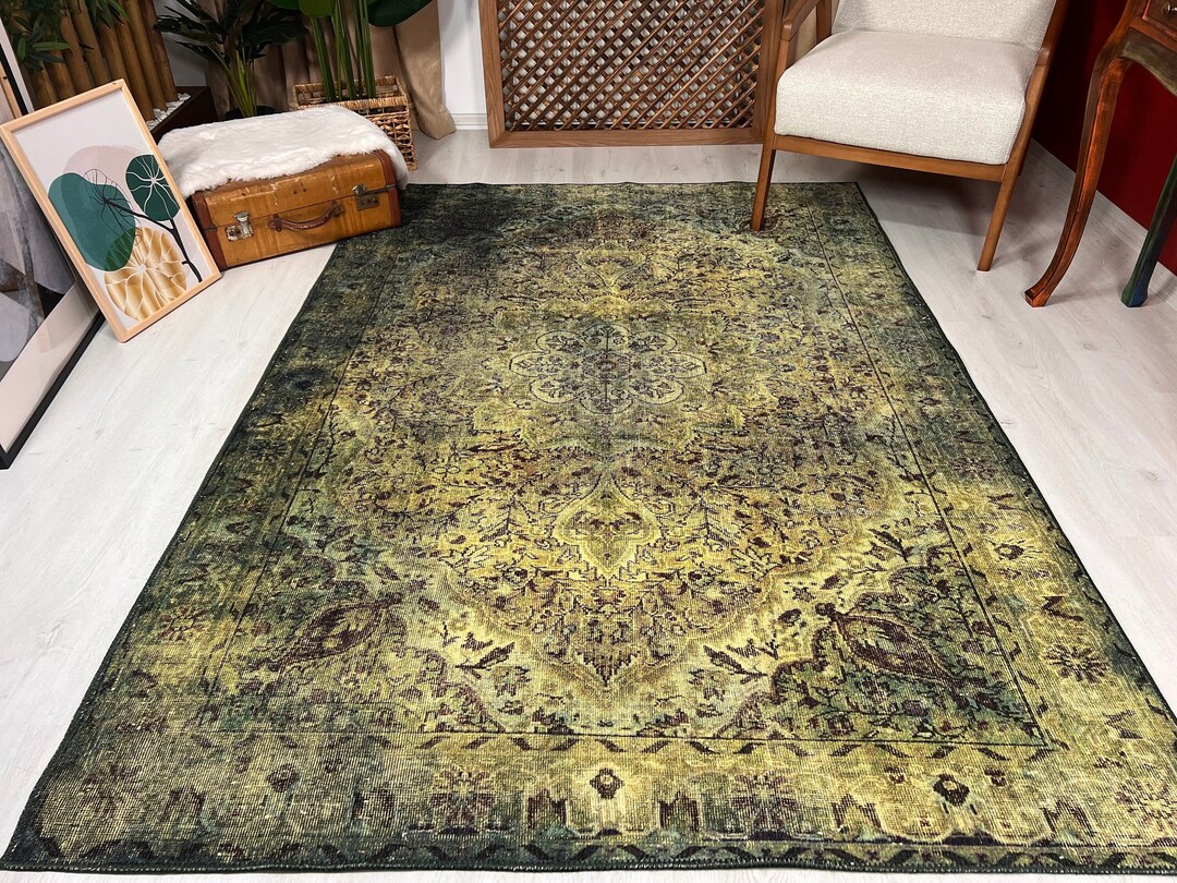Rugs Living Room, Traditional Green Rug, Turkish Rug 8x10, Vintage ...