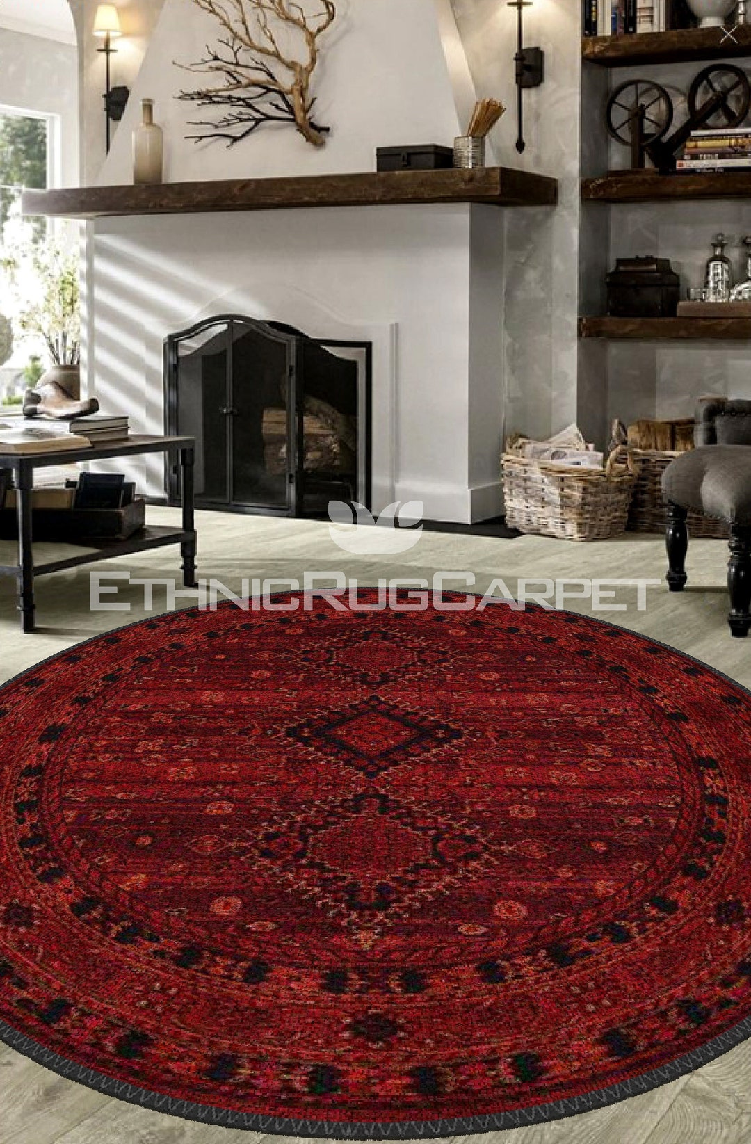 Artistry Underfoot, Sophisticated Living Area Round Rug, Handwoven ...