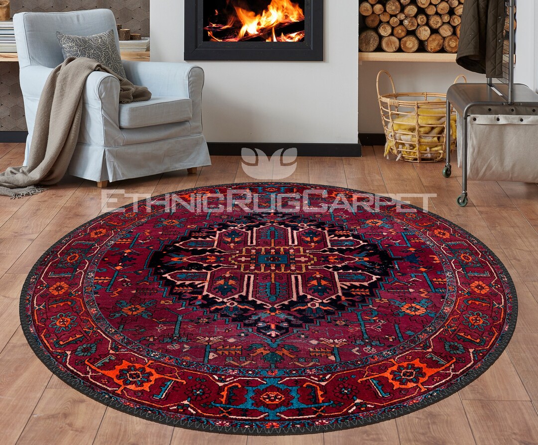 Turkish Round Rug, Rustic Charm for Modern Homes, Round Rug for ...