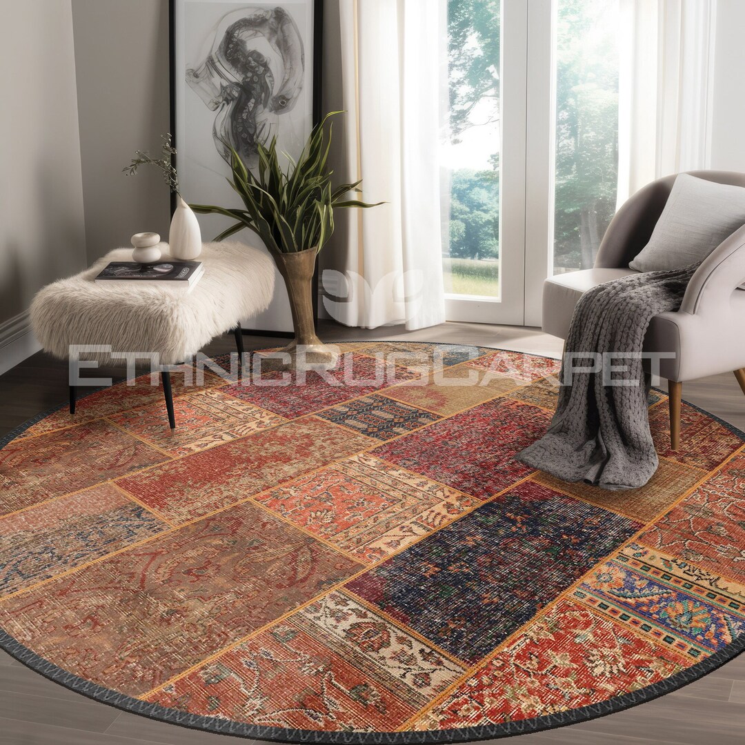 Boho-chic Interiors Round Rug, Perfect Accent for Any Room, Warmth and ...