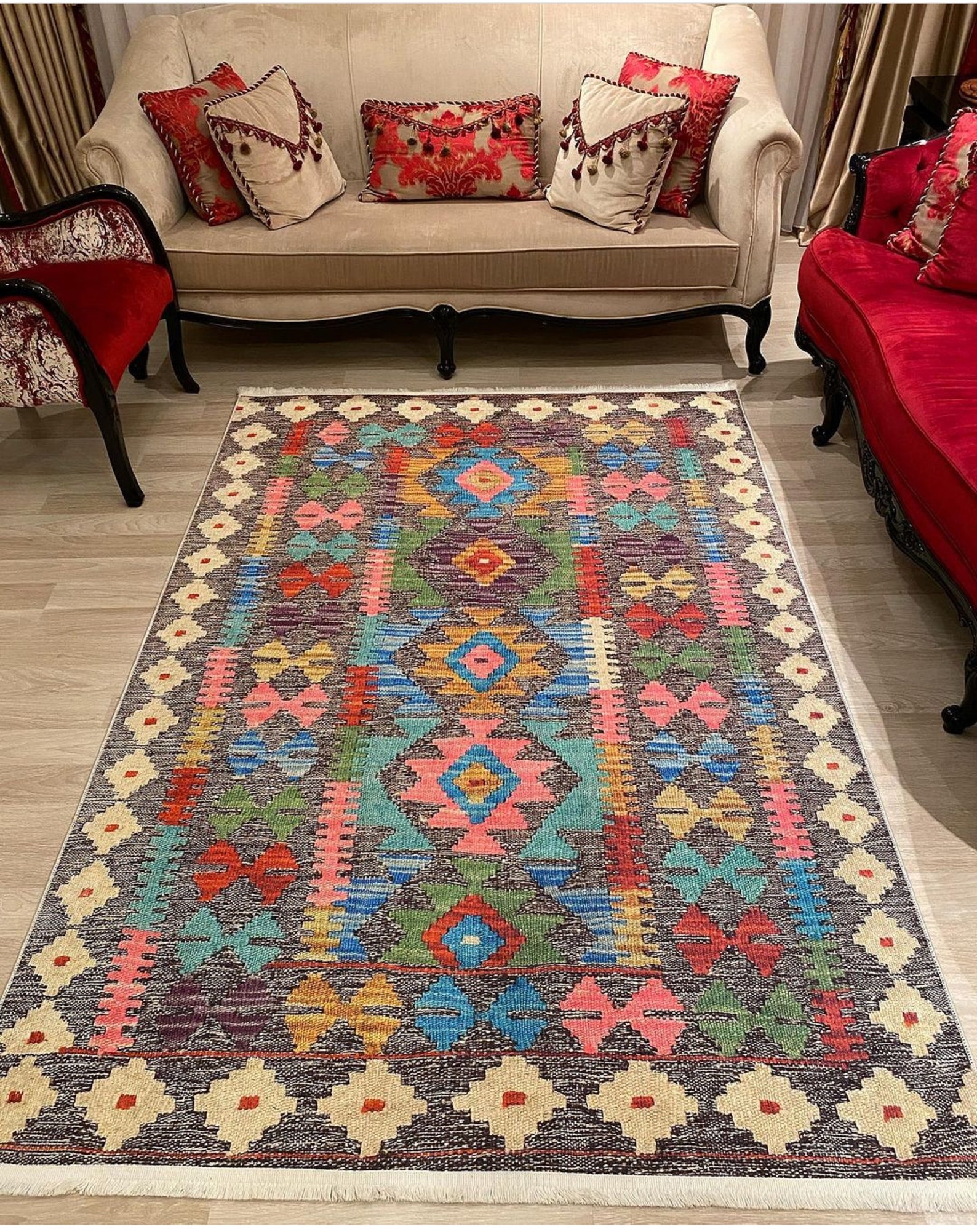 Rugs 6x9 Colorful Rug Oushak Rugs 6x9 Geometric Tribal Rug - Etsy España