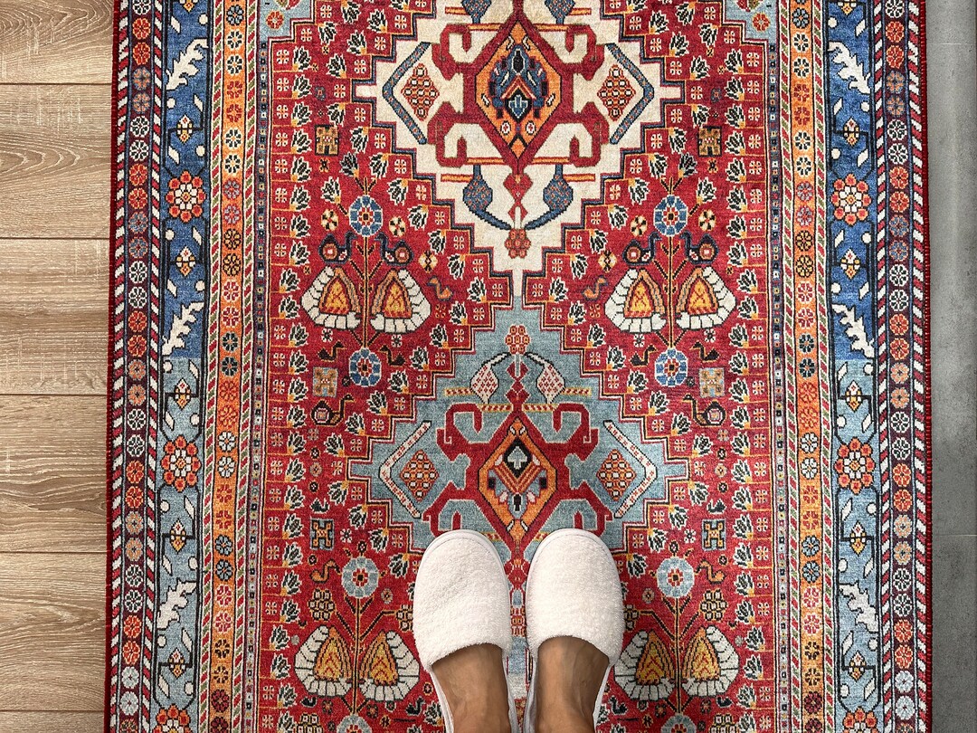 Traditional Oriental Runner Rug, Washable Non-slip Backing Tribal ...