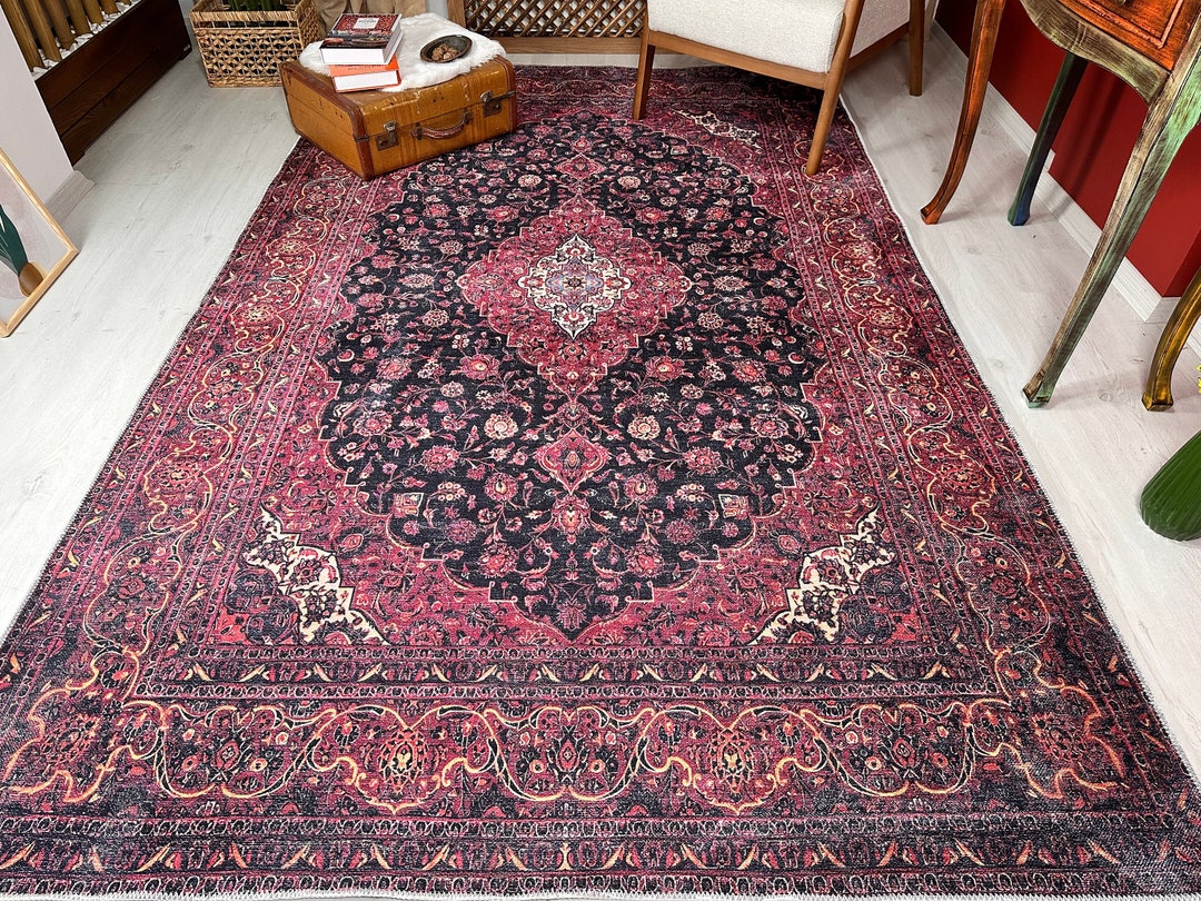 Red Persian Style Area Rug Livingroom Area Carpet Turkish - Etsy
