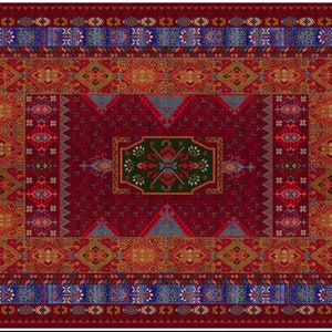 Stylish and Chic Vintage Style Runner Rug, Red and Blue, Classic ...