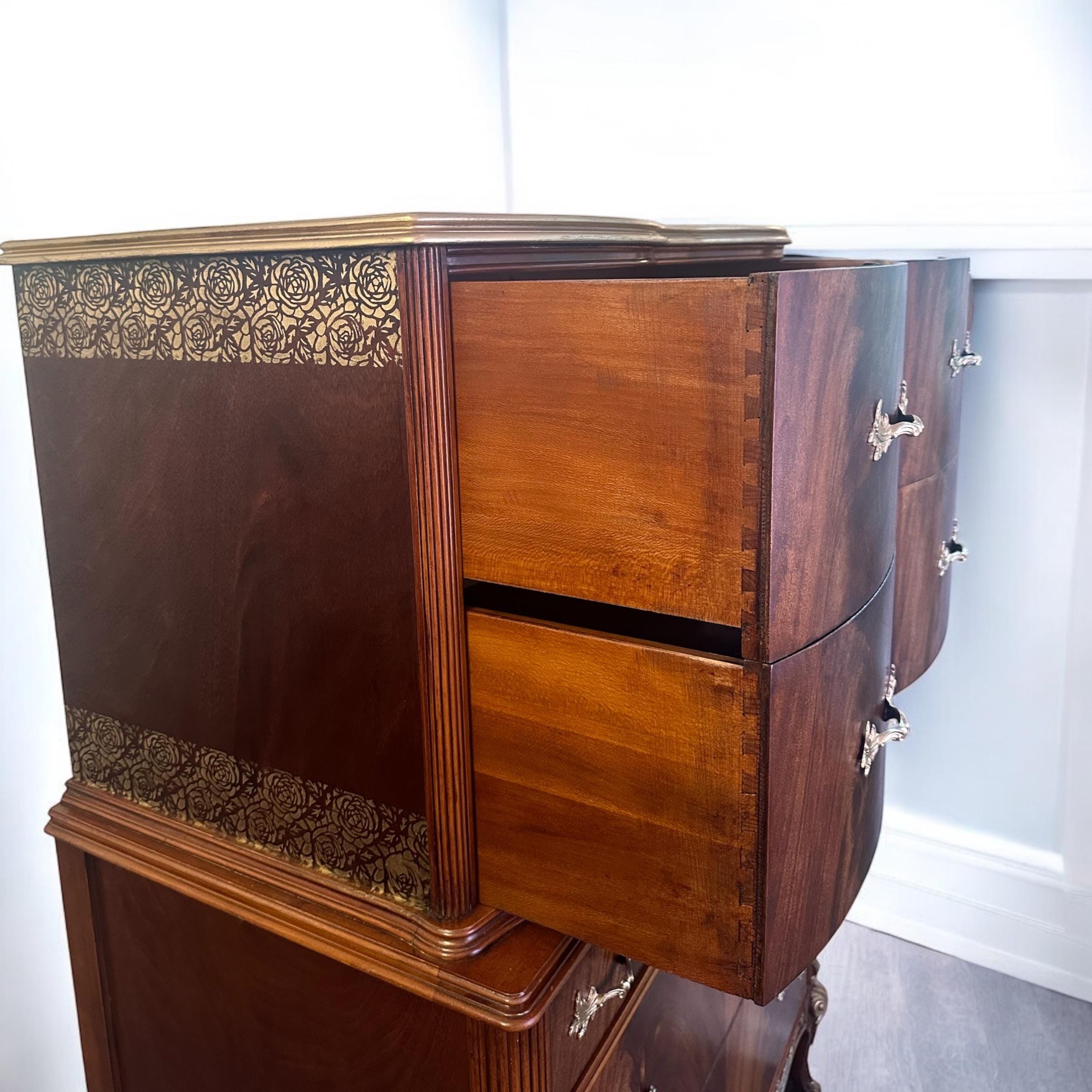 Vintage 1930s Burl Wood Dresser: Tall Depression Era Design - Etsy