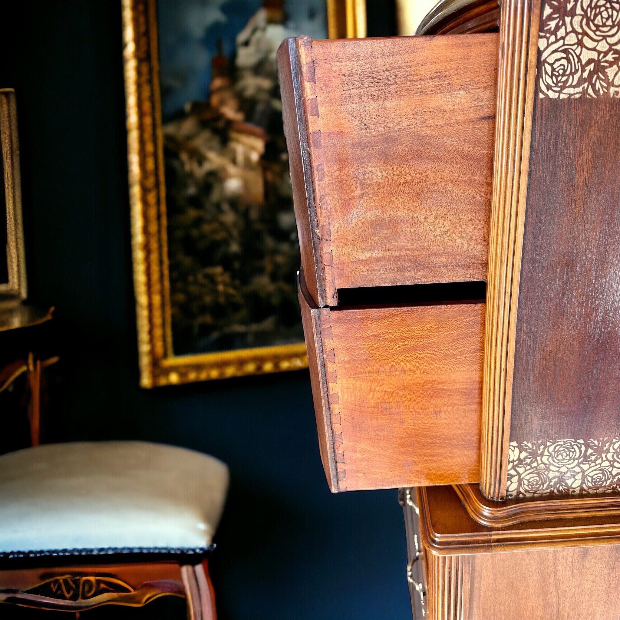 Vintage 1930s Burl Wood Dresser: Tall Depression Era Design - Etsy