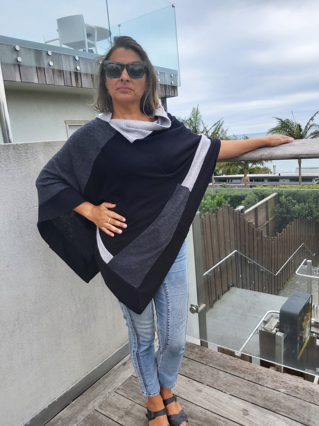 Boho Sweater- Travel-friendly Poncho-woolen Wrap for Boho Style-comfy Travel Shawl for Festival ...