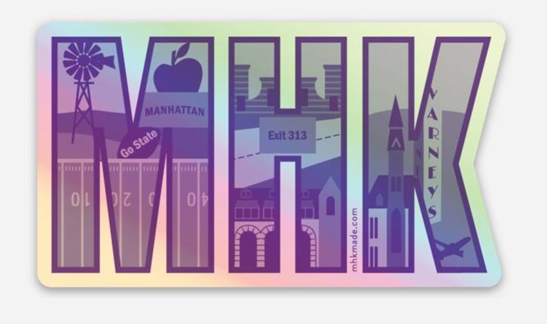 Manhattan Kansas (MHK) City Letters Holographic Sticker - Etsy