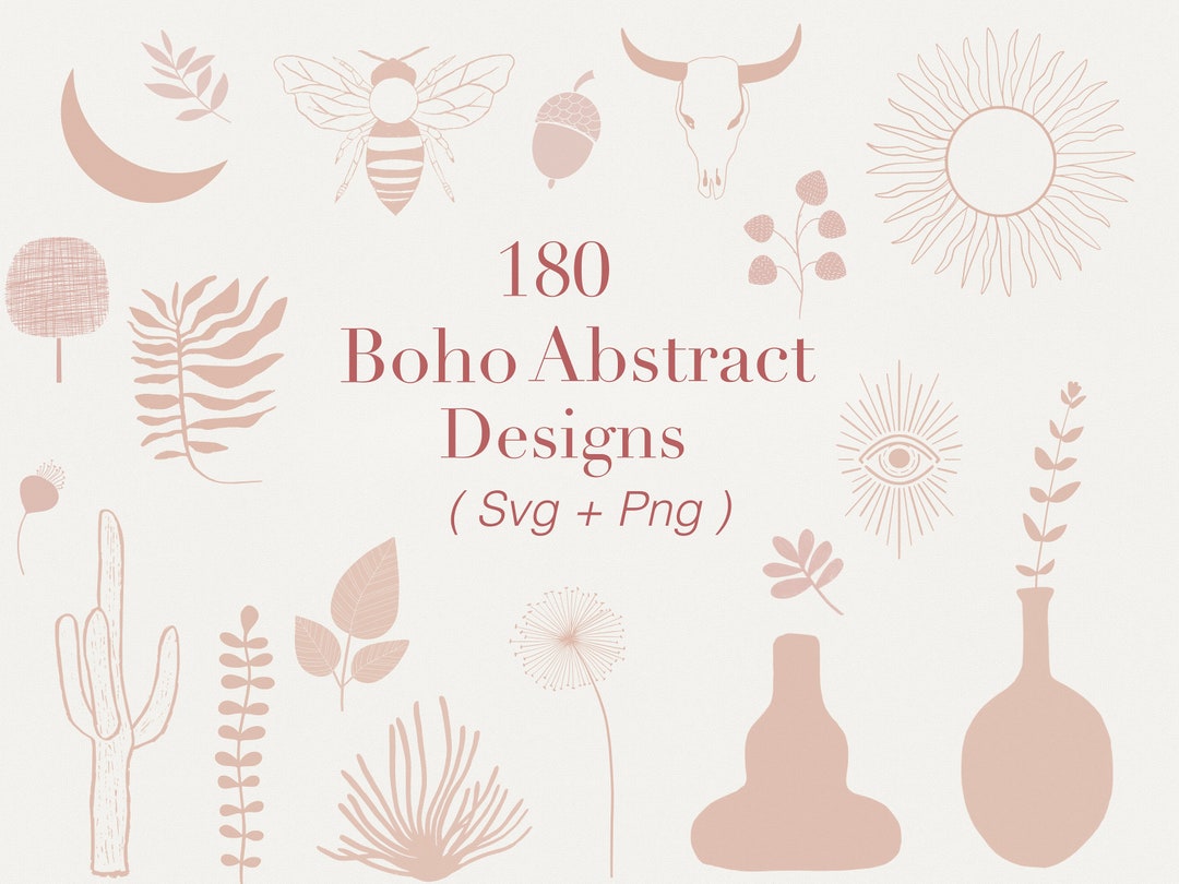 180 Boho Abstract SVG Bundle: Plants, Shapes (commercial Use) - Etsy