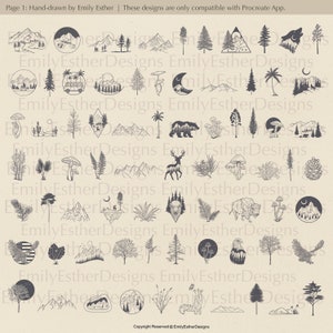 150 Procreate Adventure Stamps: Nature, Mountain, Camping (brushset) - Etsy