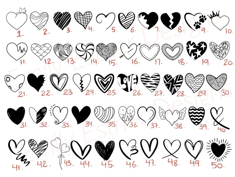 Heart Procreate Stamps Heart Brushes Procreate Heart | Etsy