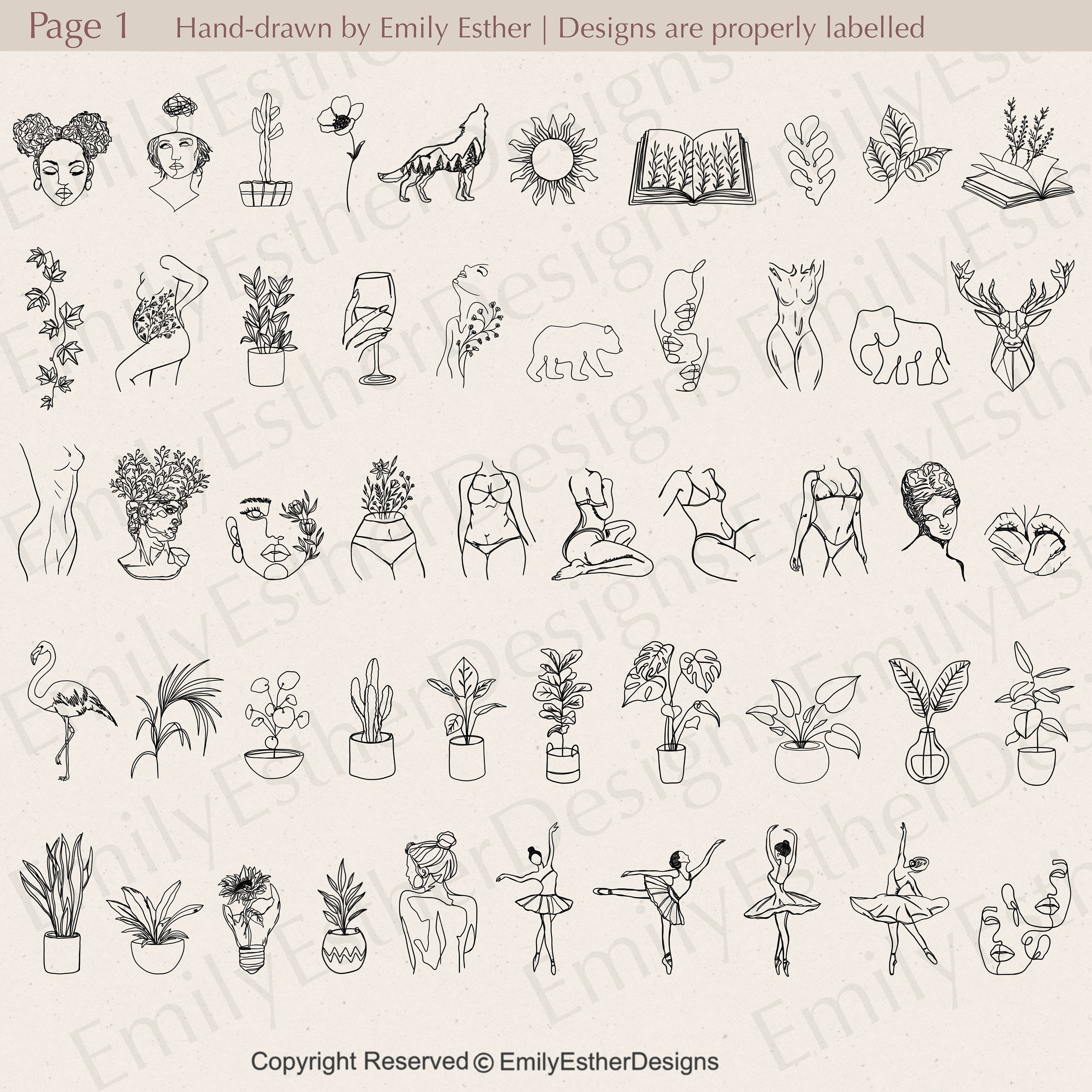 150 Minimalist Line Art SVG Bundle: Floral & Abstract Designs ...