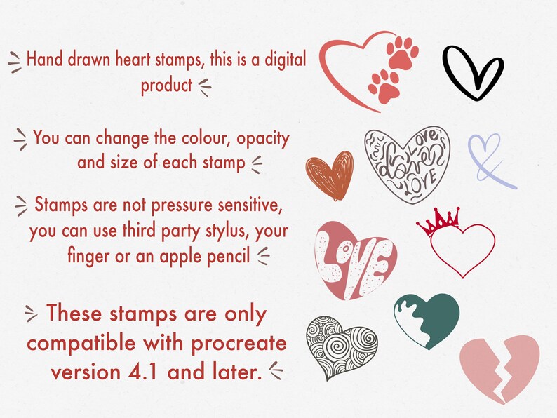 Heart Procreate Stamps Heart Brushes Procreate Heart | Etsy