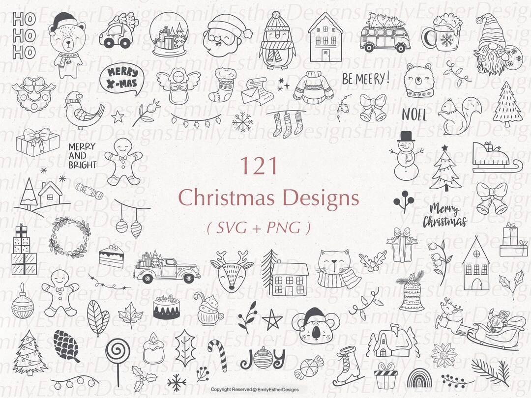 Christmas SVG Bundle: 121 Holiday Designs (SVG & PNG) - Etsy