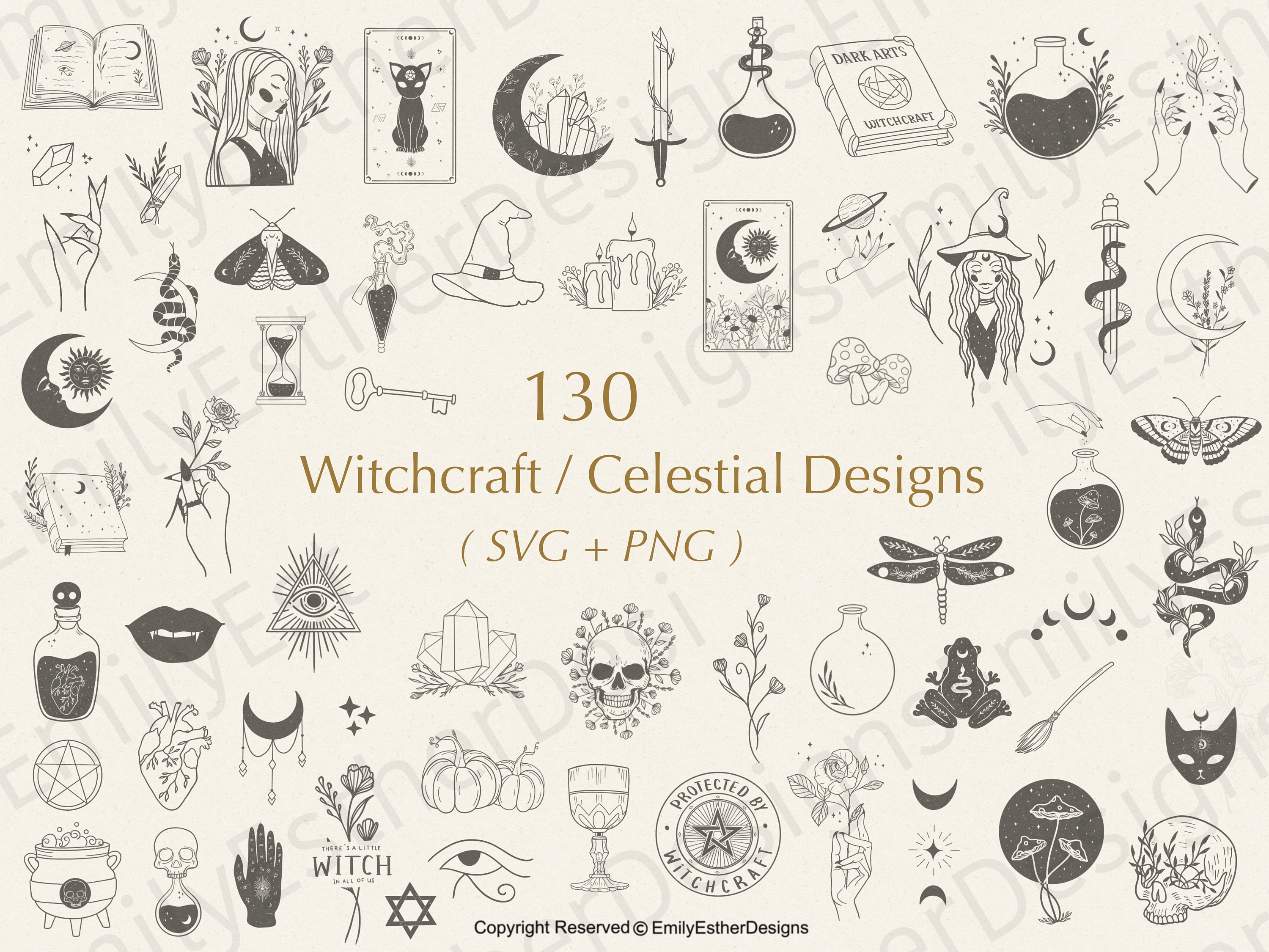 Witchcraft SVG Bundle: Magic, Celestial, Gothic Designs (SVG & PNG) - Etsy
