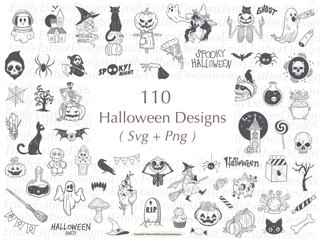 Halloween SVG PNG Clipart: Spooky Ghost, Witch, Pumpkin Designs - Etsy
