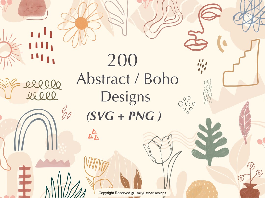 Abstract Svg, Boho Svg, Abstract Art Svg, Trendy Svg, Svg Bundle ...