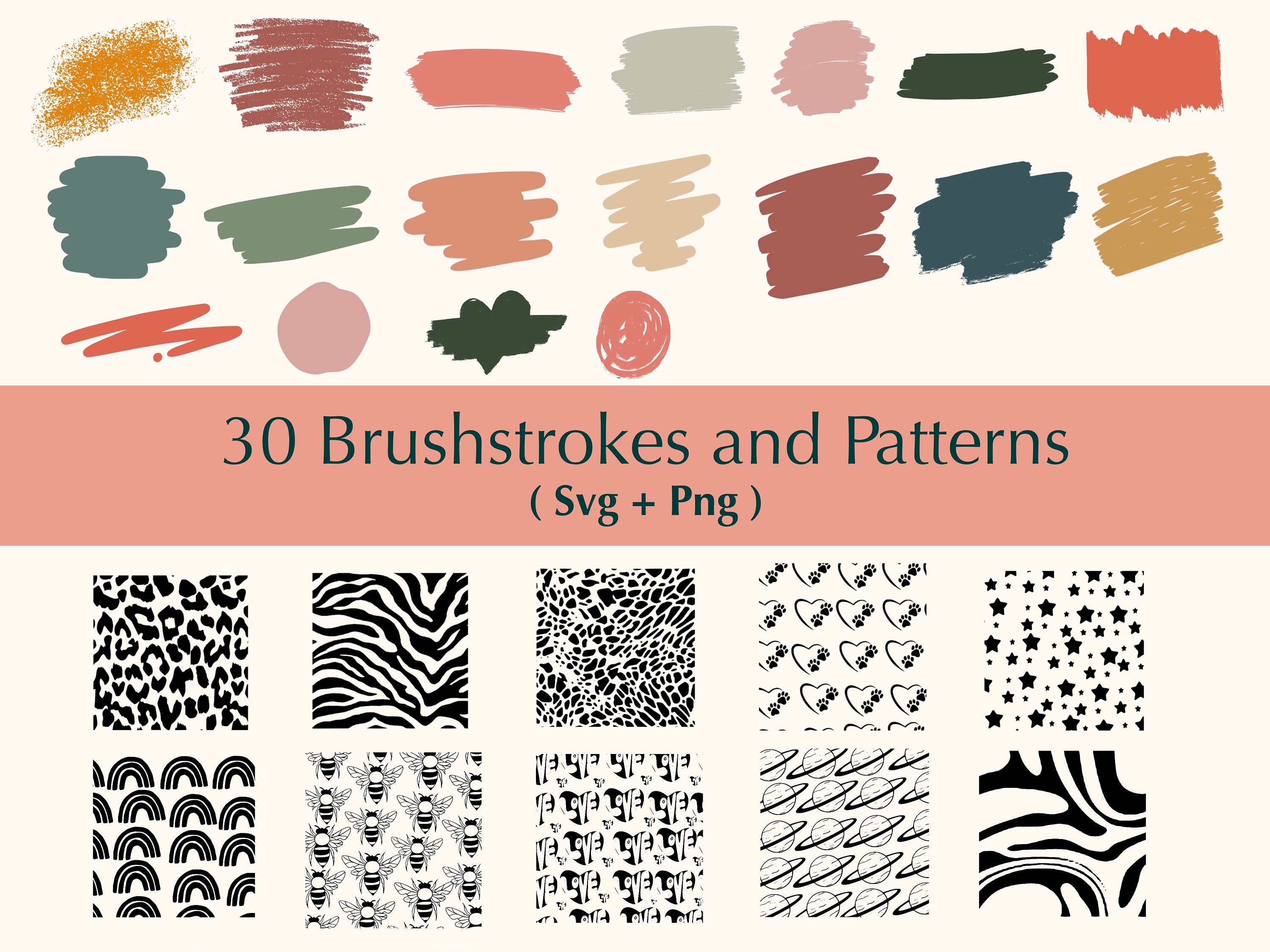 Paint Brush Strokes and Pattern Svg Paint Brush Svg - Etsy UK