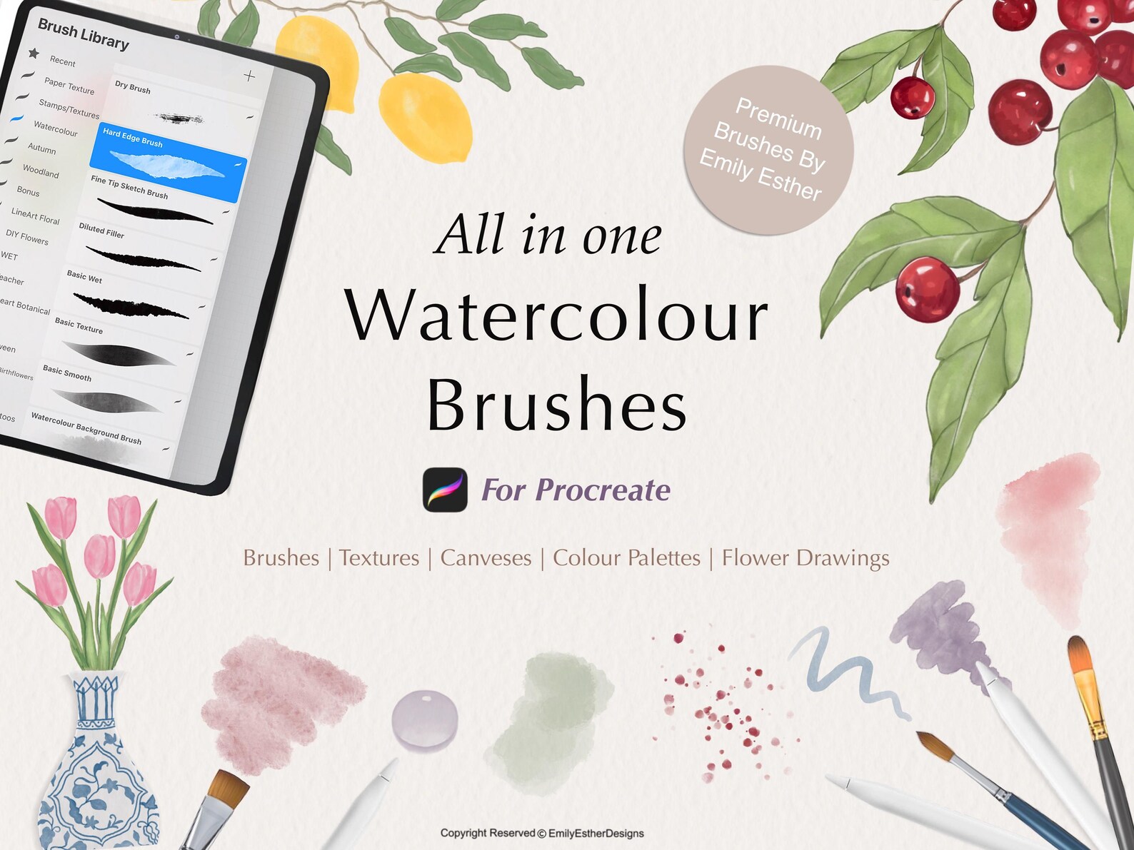 Procreate Watercolor Brushes,painting Kit for Procreate,canvas Brush ...
