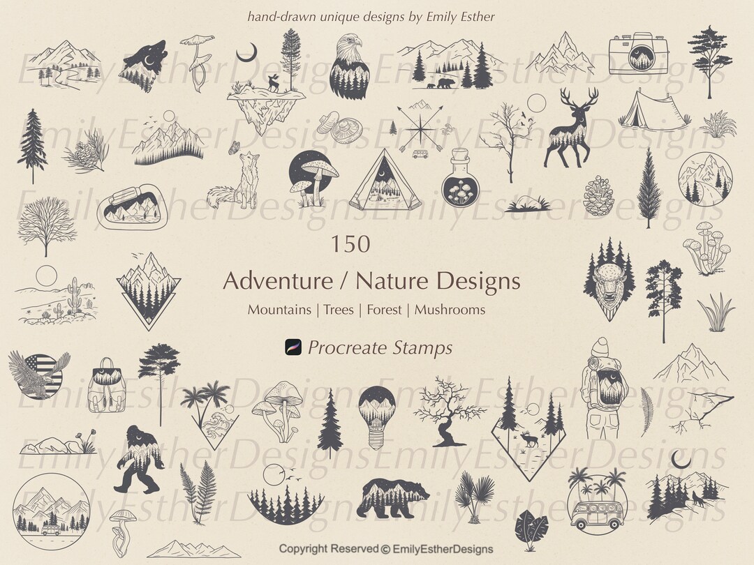 Procreate Adventure Stamps, Procreate Nature Stamps, Procreate Mountain ...