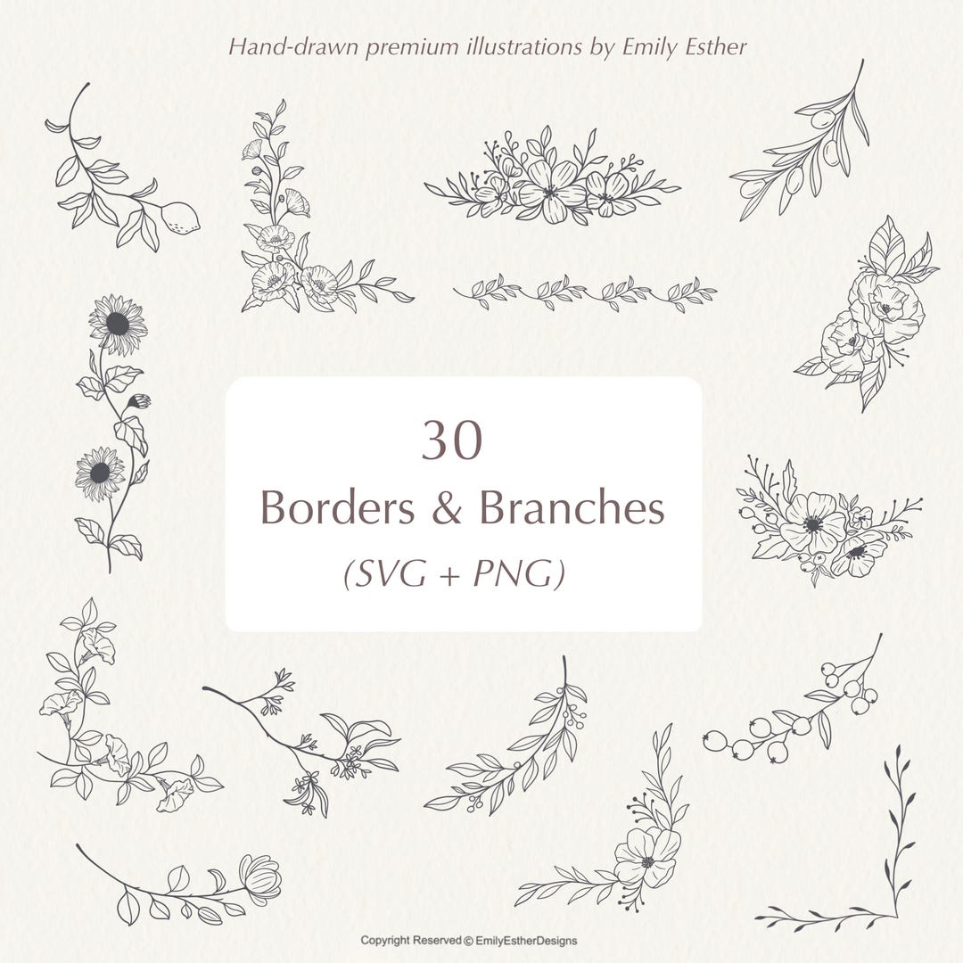 30 Border and Branches SVG & PNG Bundle - Etsy