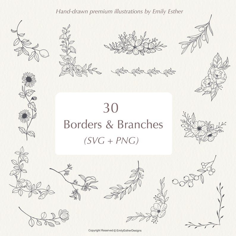 30 Border and Branches SVG & PNG Bundle - Etsy