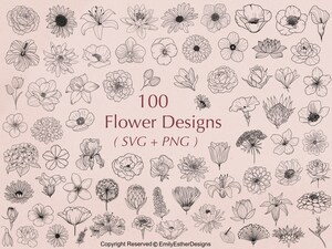 Set of 12 Dainty Floral Svg, Dainty Leaf Svg, Minimalist Flower Svg ...
