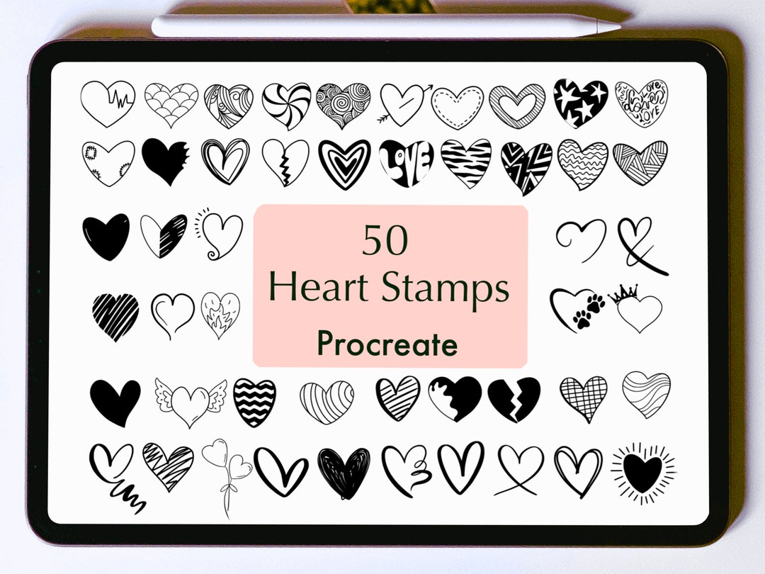 Heart Procreate Stamps, Heart Brushes, Procreate Heart Stamps, Shapes ...