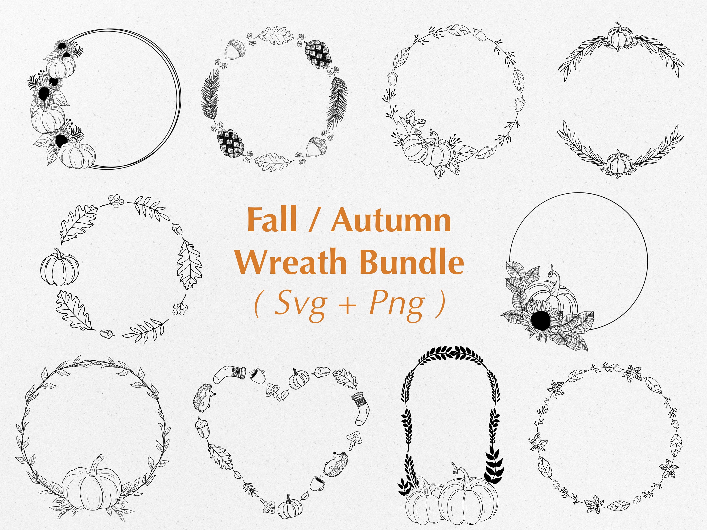 Fall Wreath Svg Bundle Autumn Svg Bundle Thanksgiving Svg - Etsy