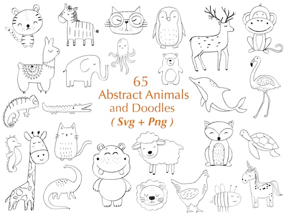 Animal Bundle Svg 65 Abstract Animals and Doodles Svg Svg | Etsy