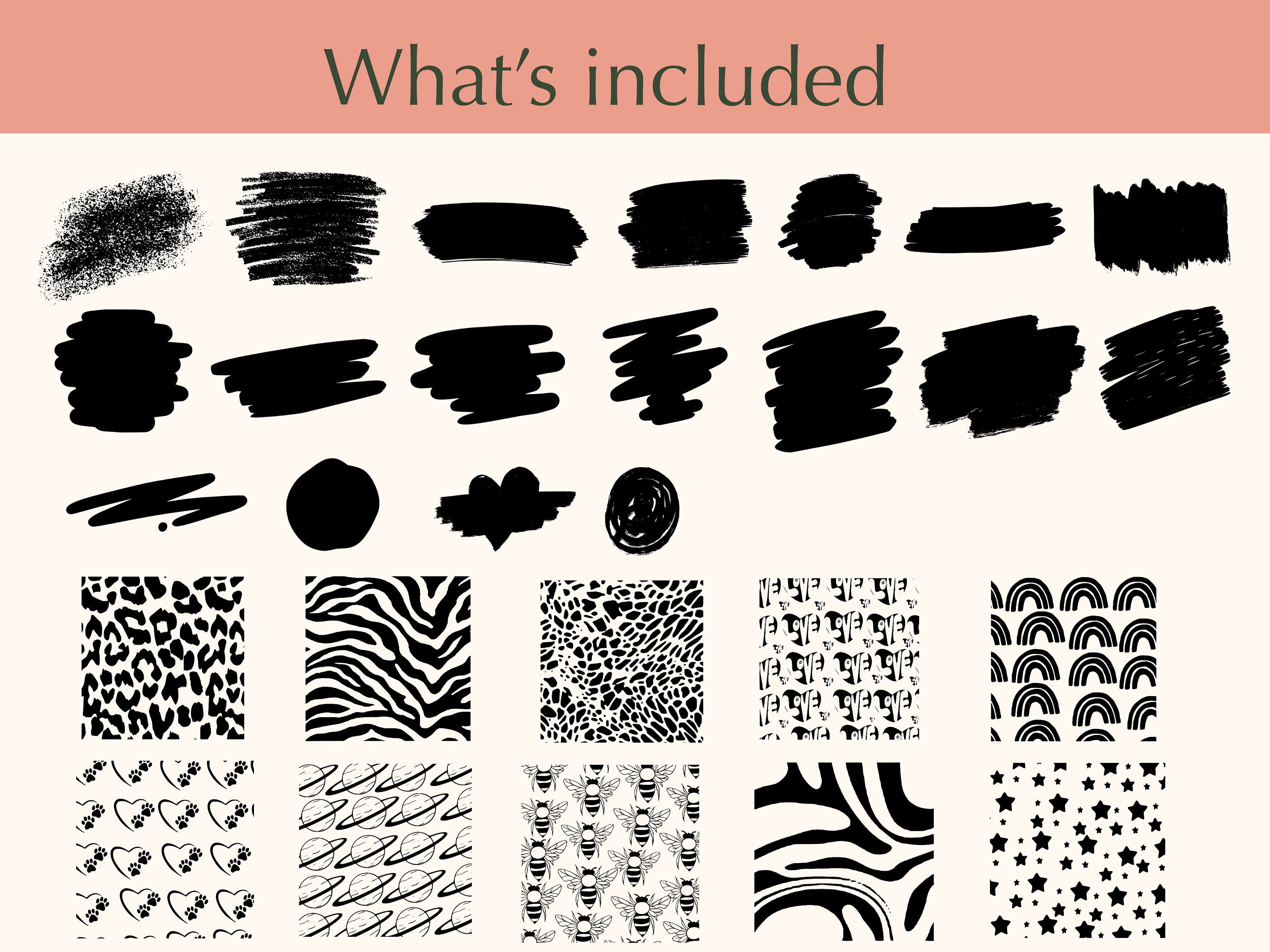 Paint Brush Strokes and Pattern Svg Paint Brush Svg - Etsy UK