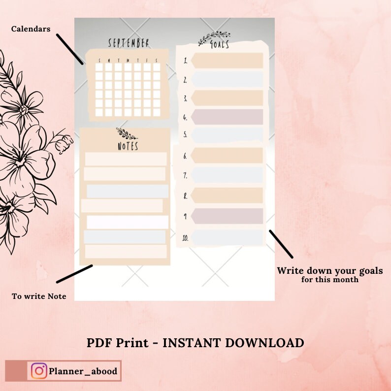 2021 Monatsplaner Printable | 2021 Kalender, datiert Monat auf 2 Seiten ...