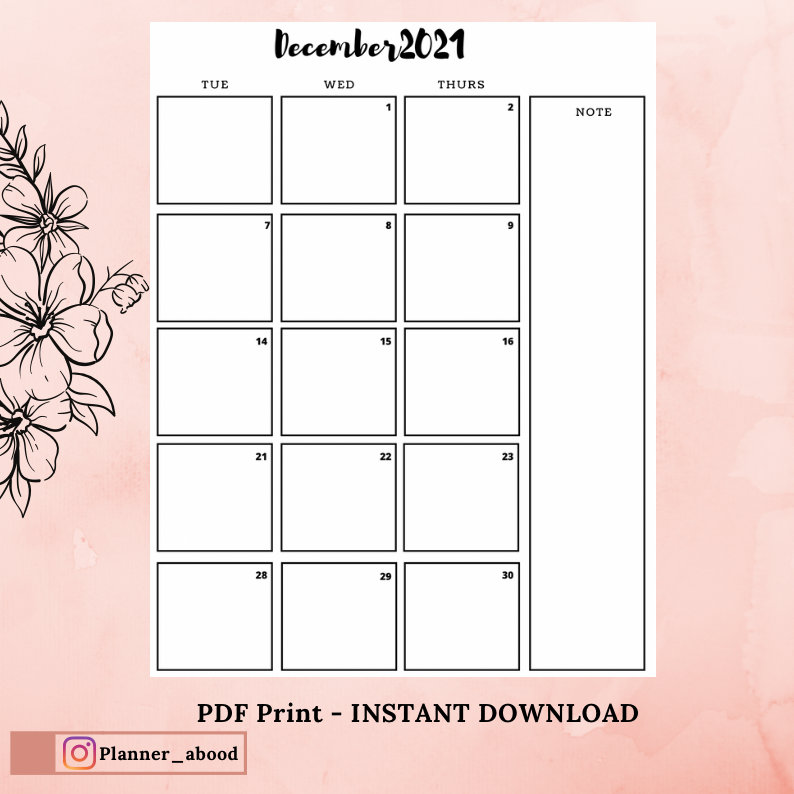 2021 Monatsplaner Printable | 2021 Kalender, datiert Monat auf 2 Seiten ...