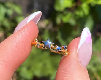 Starlit Dreams Ring, Silver, Gold, Adjustable, Cute, Galaxy, Dainty - Etsy