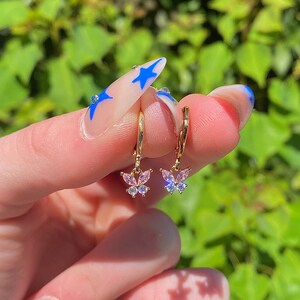 Pink and White Mini Butterfly Earrings Dainty Cute Minimalist Y2k ...