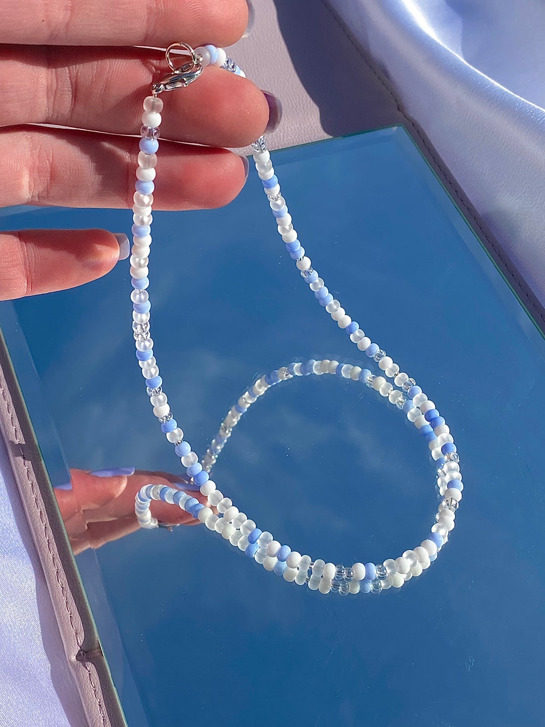 Periwinkle Pixie Beaded Necklace Seed Bead Necklace Beaded Necklace Y2k ...