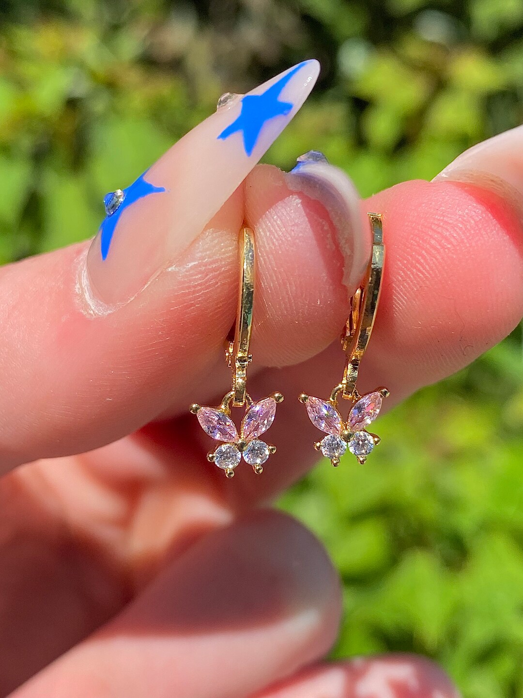 Pink and White Mini Butterfly Earrings Dainty Cute Minimalist Y2k ...