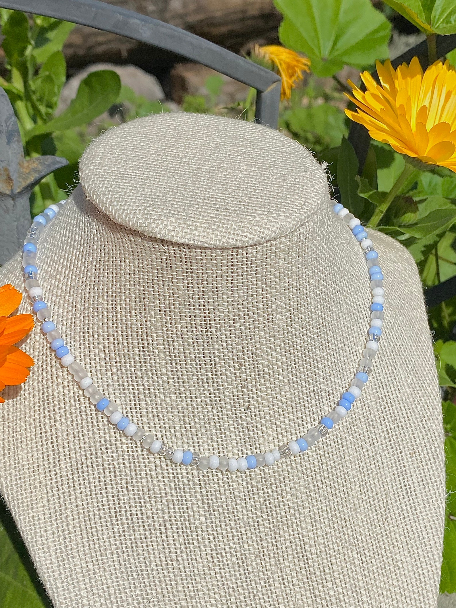 Periwinkle Pixie Beaded Necklace Seed Bead Necklace - Etsy