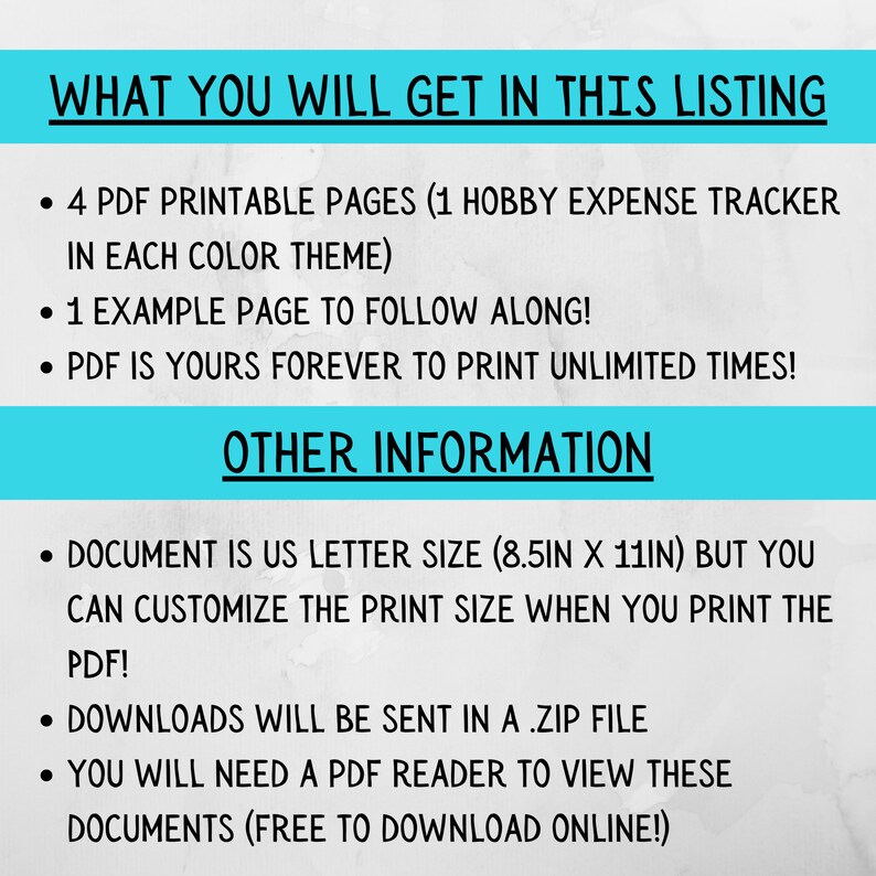 Hobby Expense Tracker FULL BUNDLE Instant Download PDF | Etsy