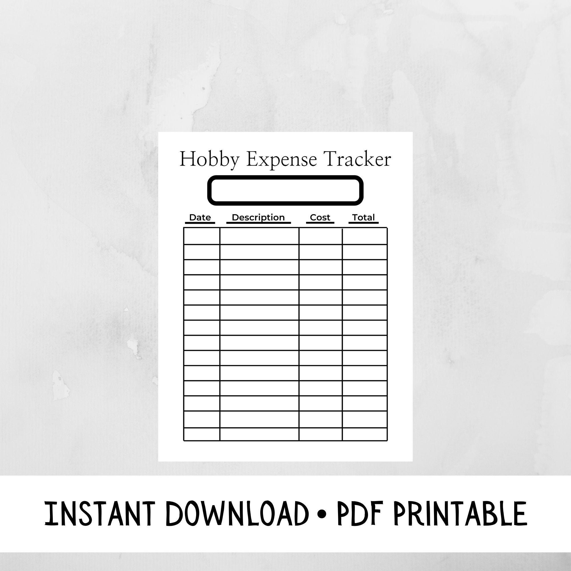 Hobby Expense Tracker Simple Theme Instant Download PDF Printable ...