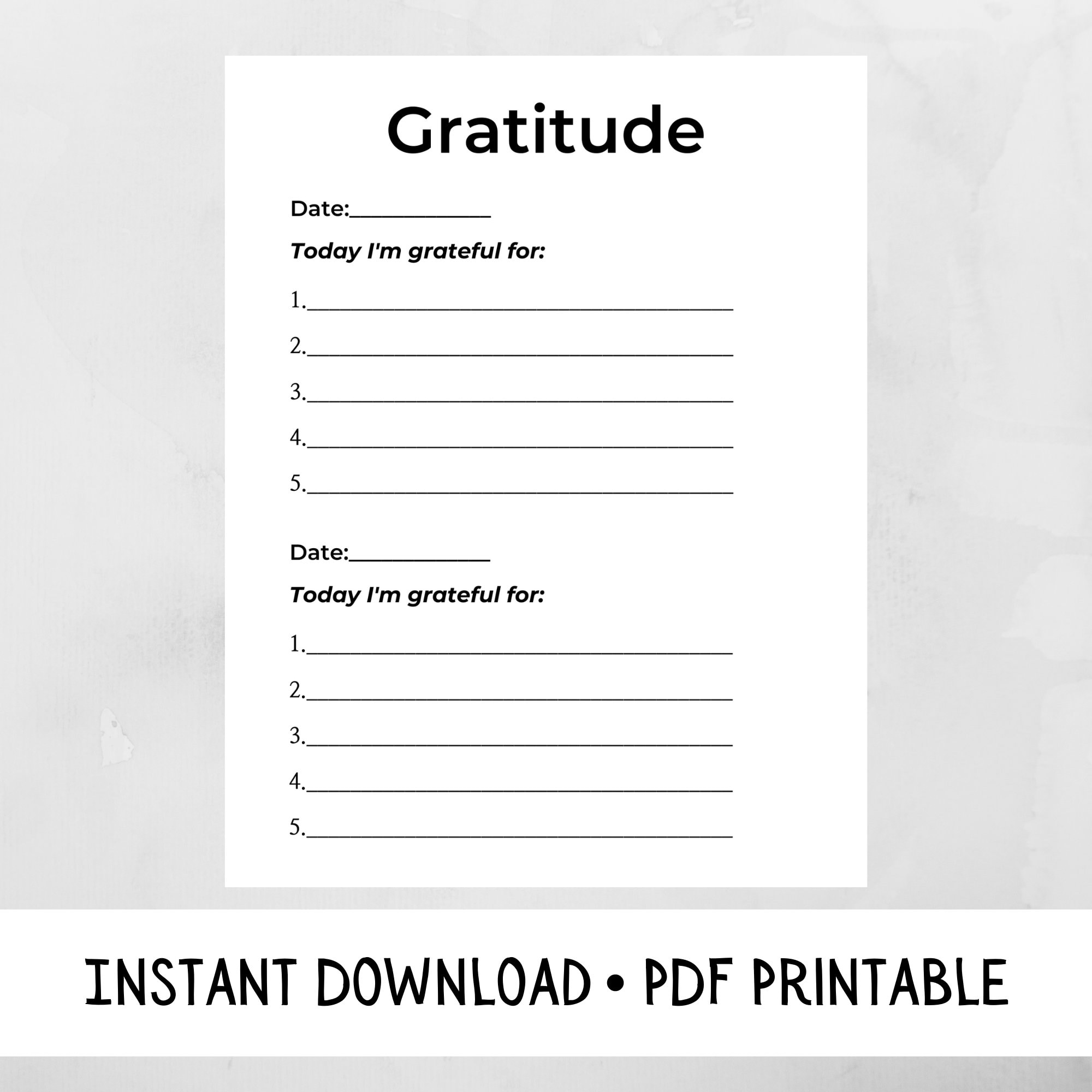 Gratitude Worksheet Simple Theme Instant Download PDF Printable ...