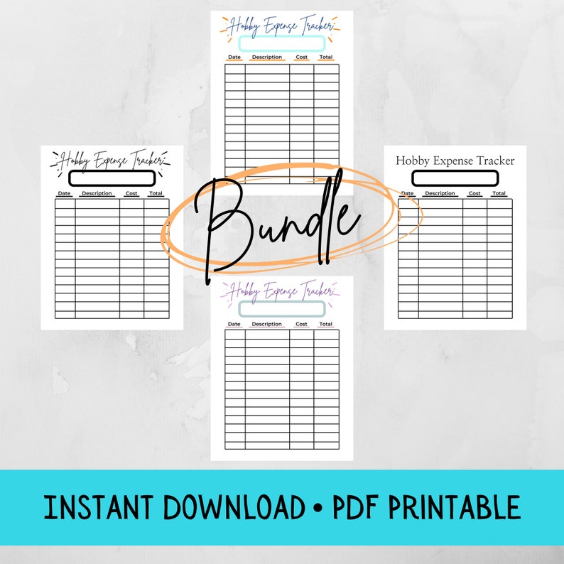 Hobby Expense Tracker FULL BUNDLE Instant Download PDF Printable ...