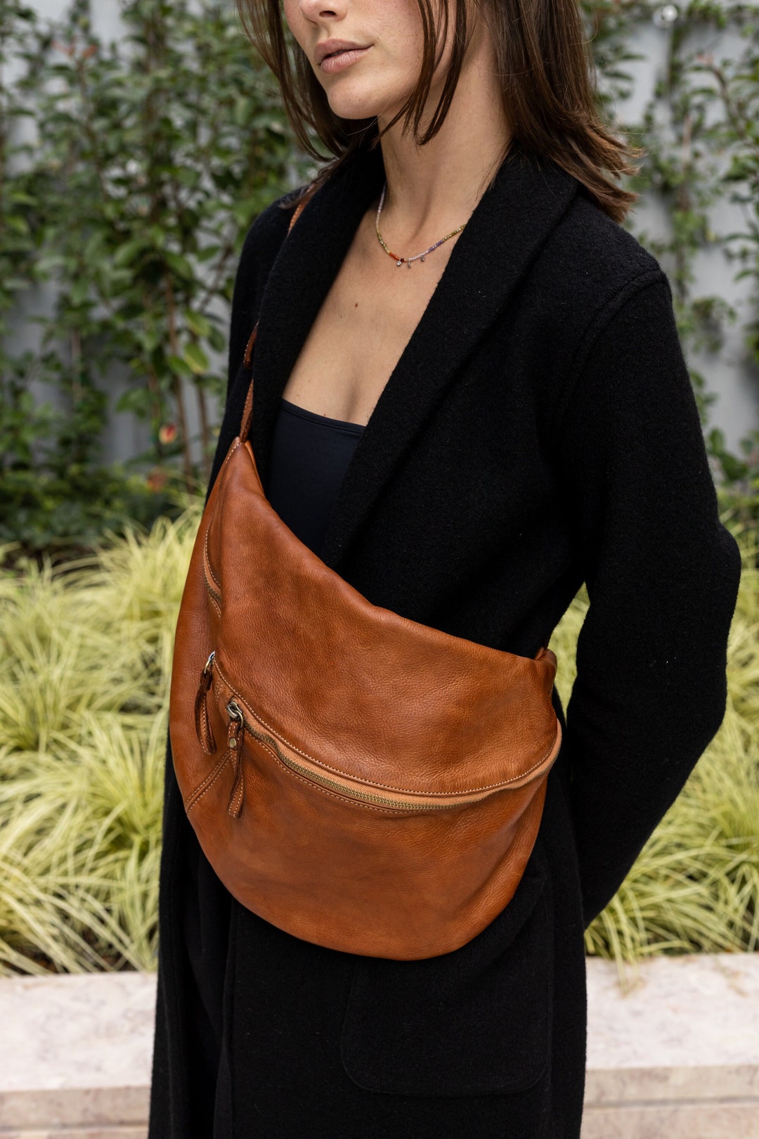 Large Soft Leather Boho Sling Bag, Buttery Soft Slouchy Hobo Crossbody ...